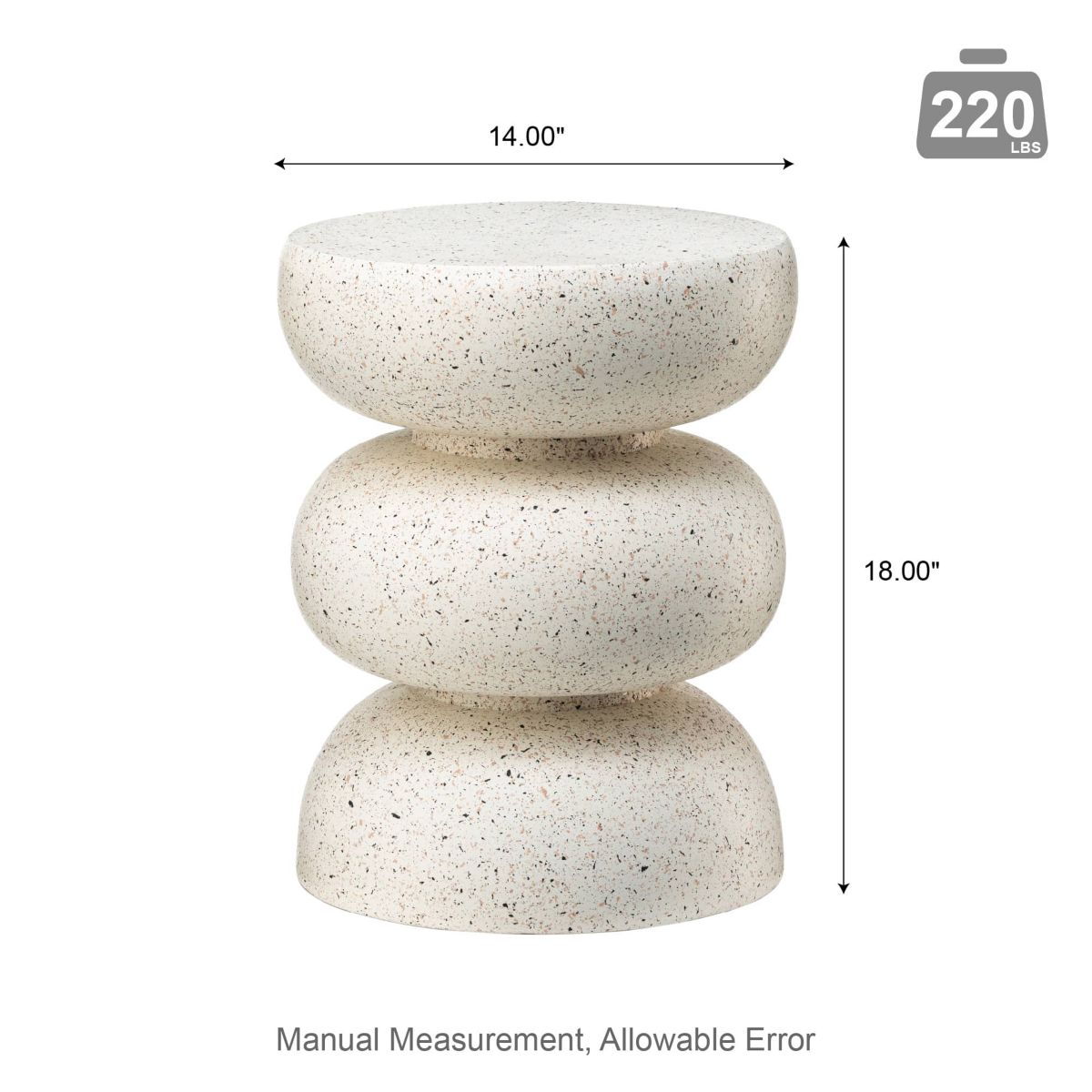 Glitzhome 18"H Multi-functional MGO Faux Terrazzo Garden Stool or ...