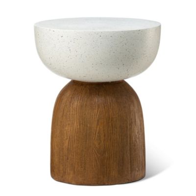 Glitzhome 17.75"H Multi-functional MGO Geometric Faux Terrazzo and Wood ...