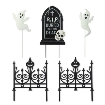 Glitzhome 24"H Set of 5 Halloween Metal Graveyard Set Yard Stake(Two ...