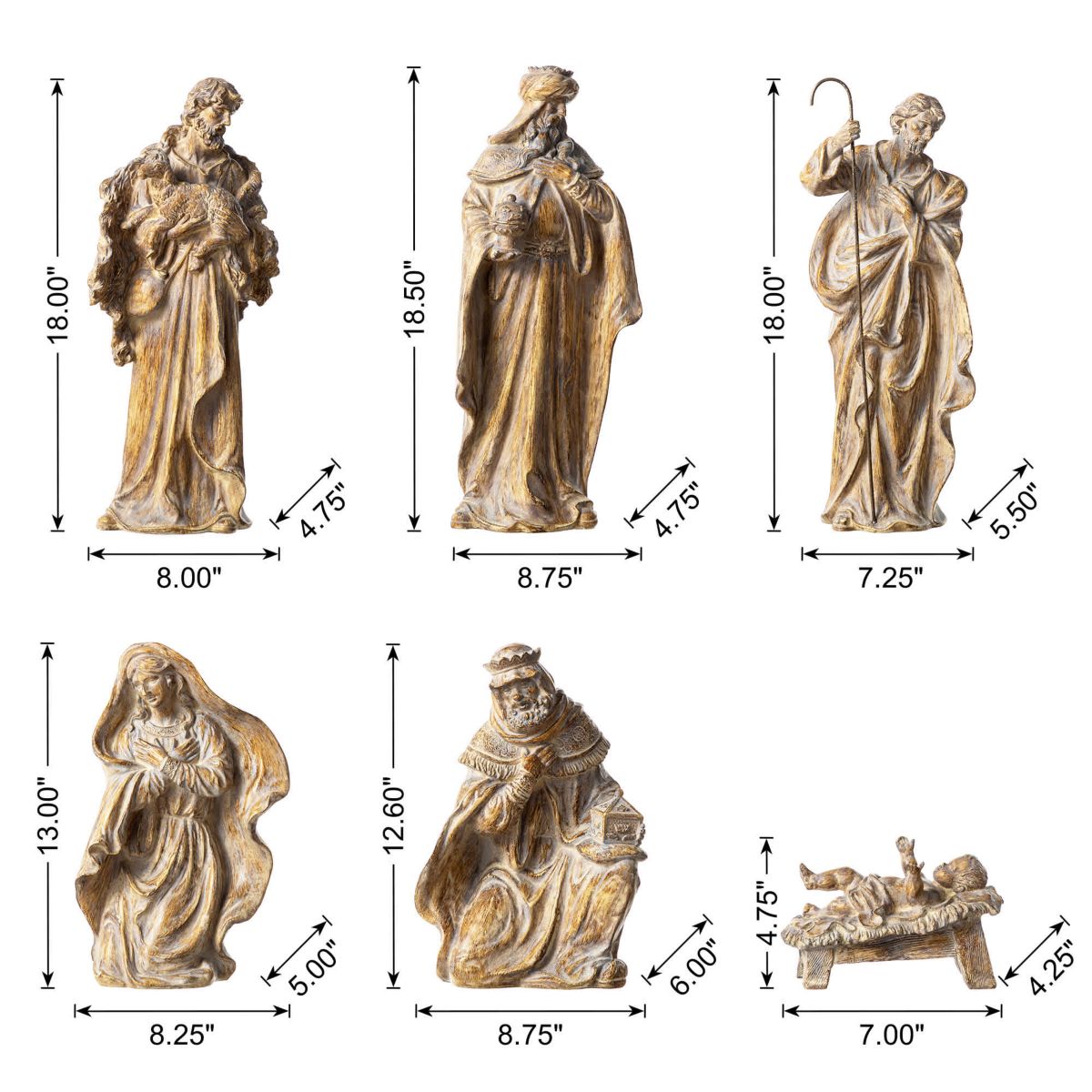 Glitzhome 10pcs Bronze Resin Nativity Figurine Set | Belk