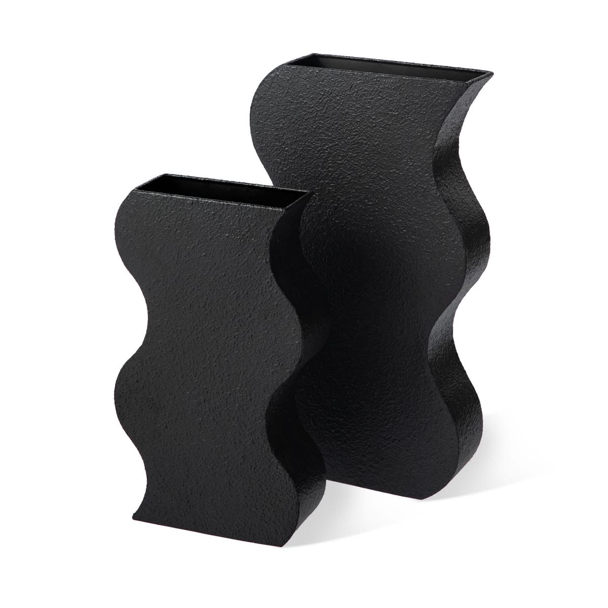 Glitzhome Set of 2 Modern Black Textured Ripple Metal Vases | Belk