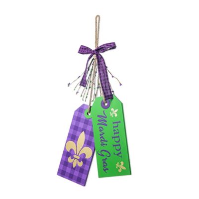 Glitzhome 25.5"H Happy Mardi Gras Day Wooden Bookmark Door Hanger | Belk