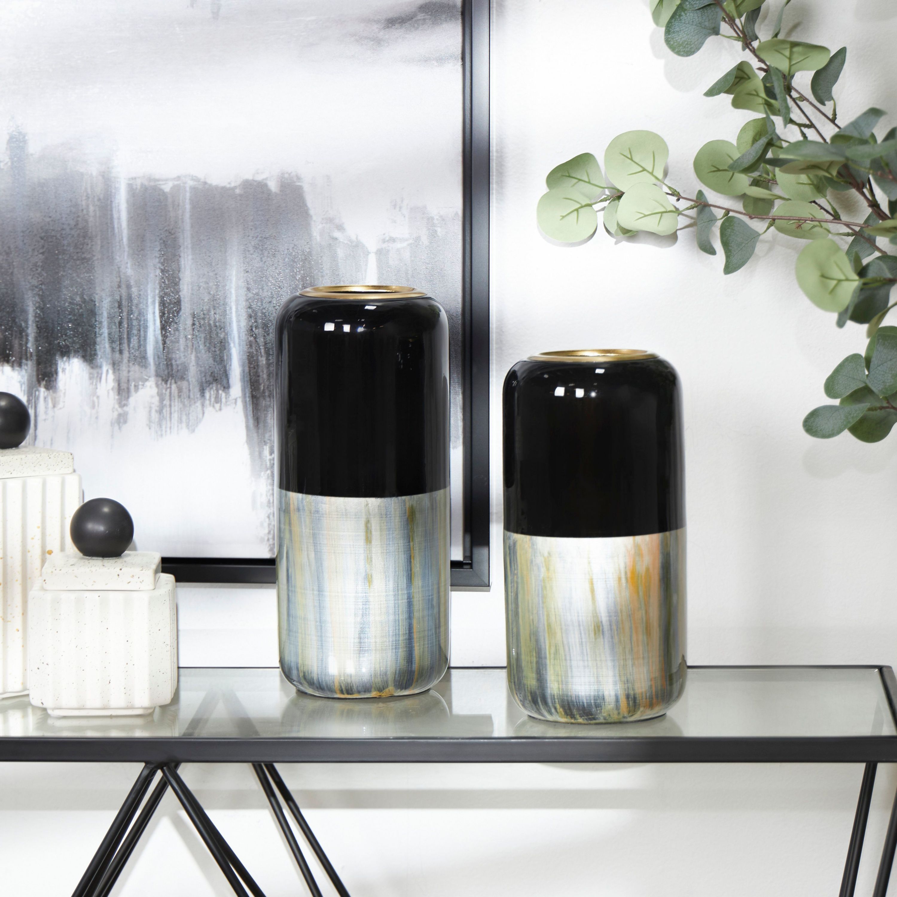 Monroe Lane Modern Metal Vase - Set of 2 | Belk