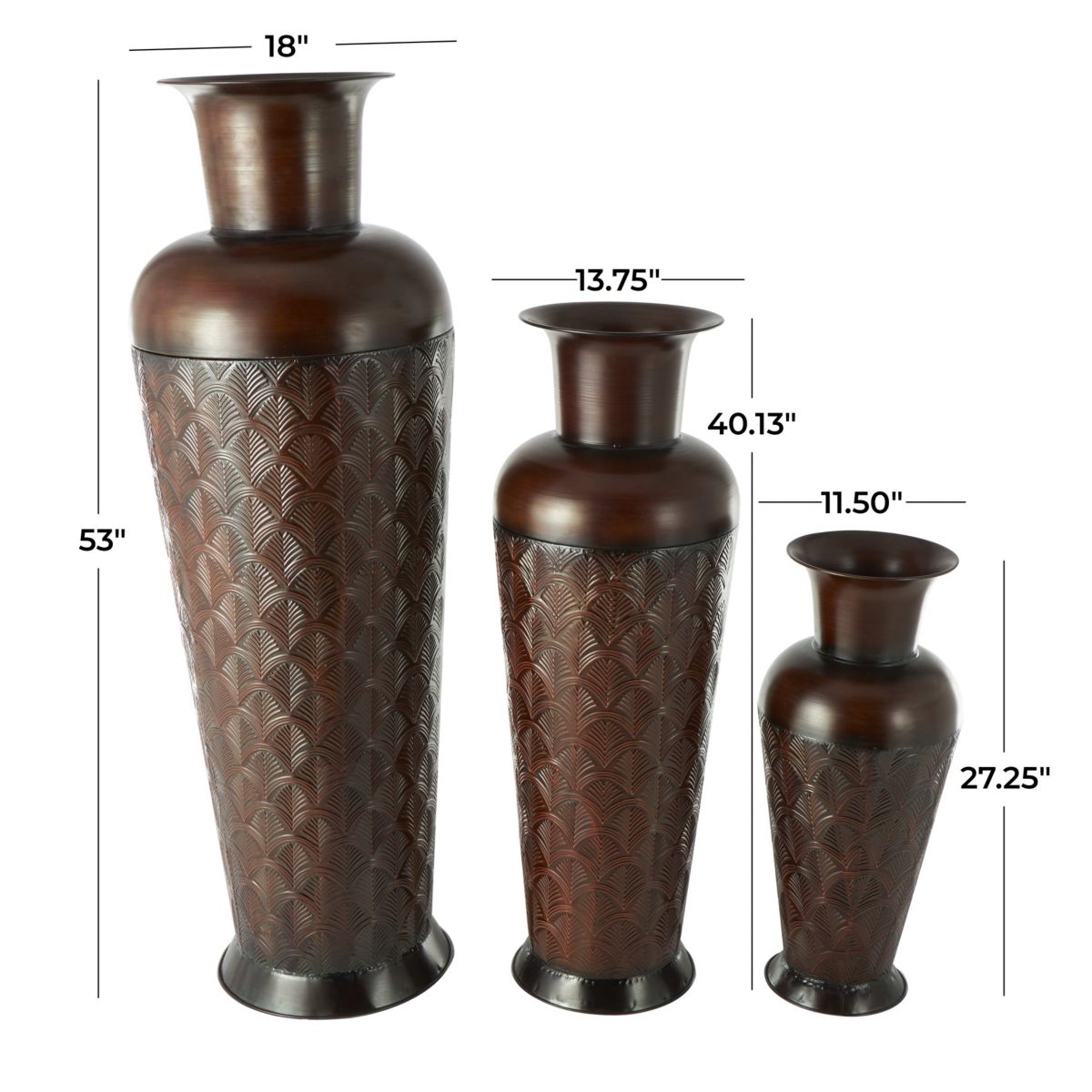 Monroe Lane Traditional Metal Vase - Set of 3 | Belk