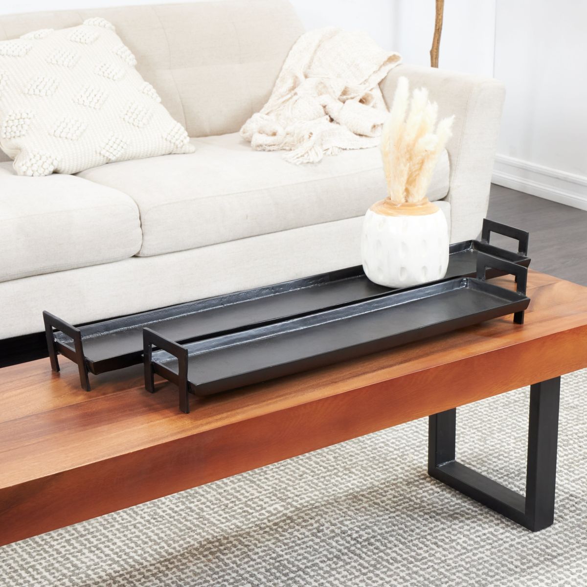 Monroe Lane Modern Aluminum Metal Tray - Set of 2 | Belk