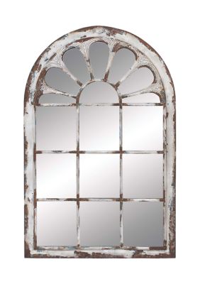 Monroe Lane Multi Colored Arched Window Framed Wall Mirror With ...