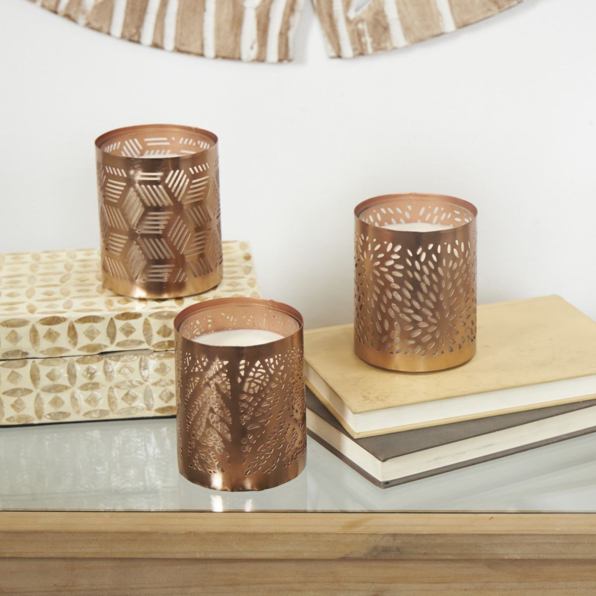 Cosmoliving by Cosmopolitan Modern Metal Candle - Set of 3 | Belk