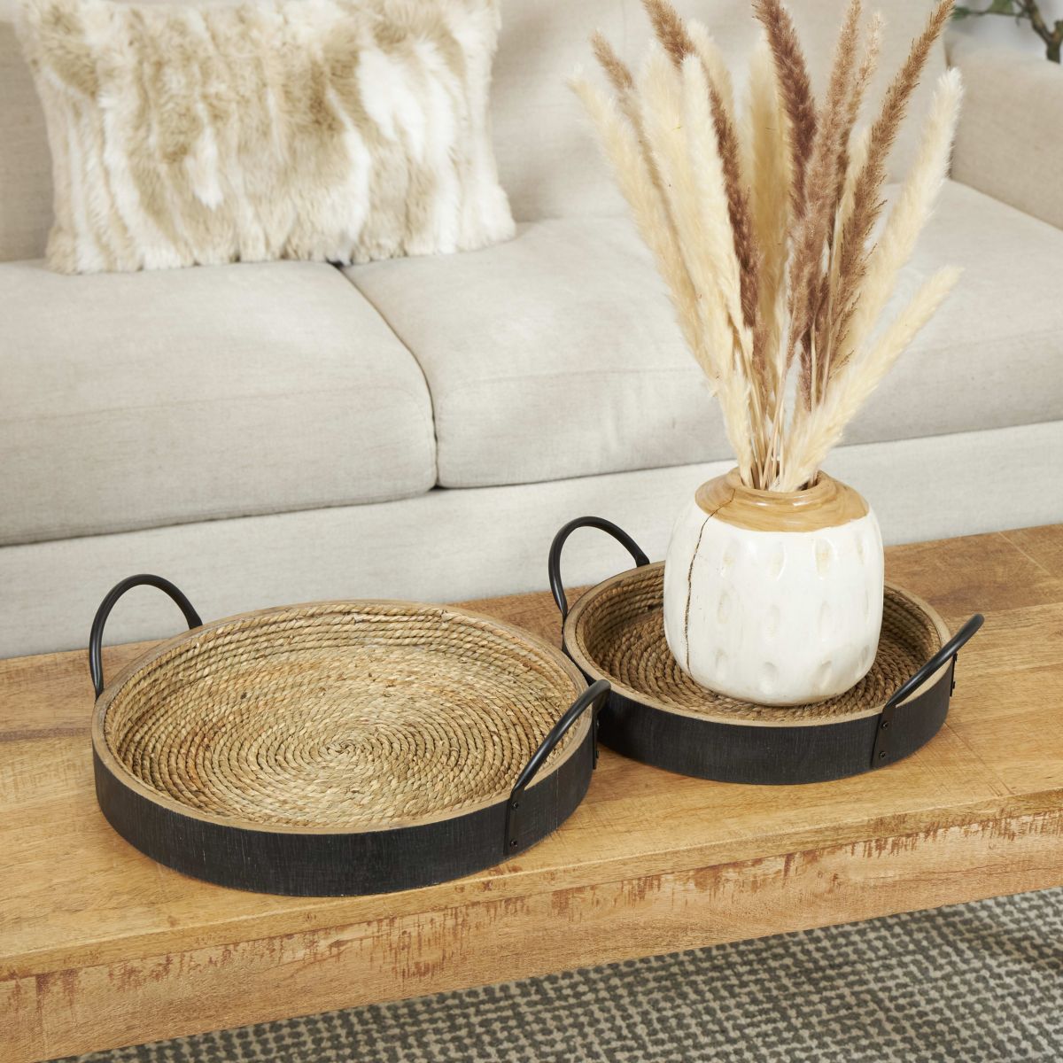 Monroe Lane Bohemian Wooden Tray - Set of 2 | Belk