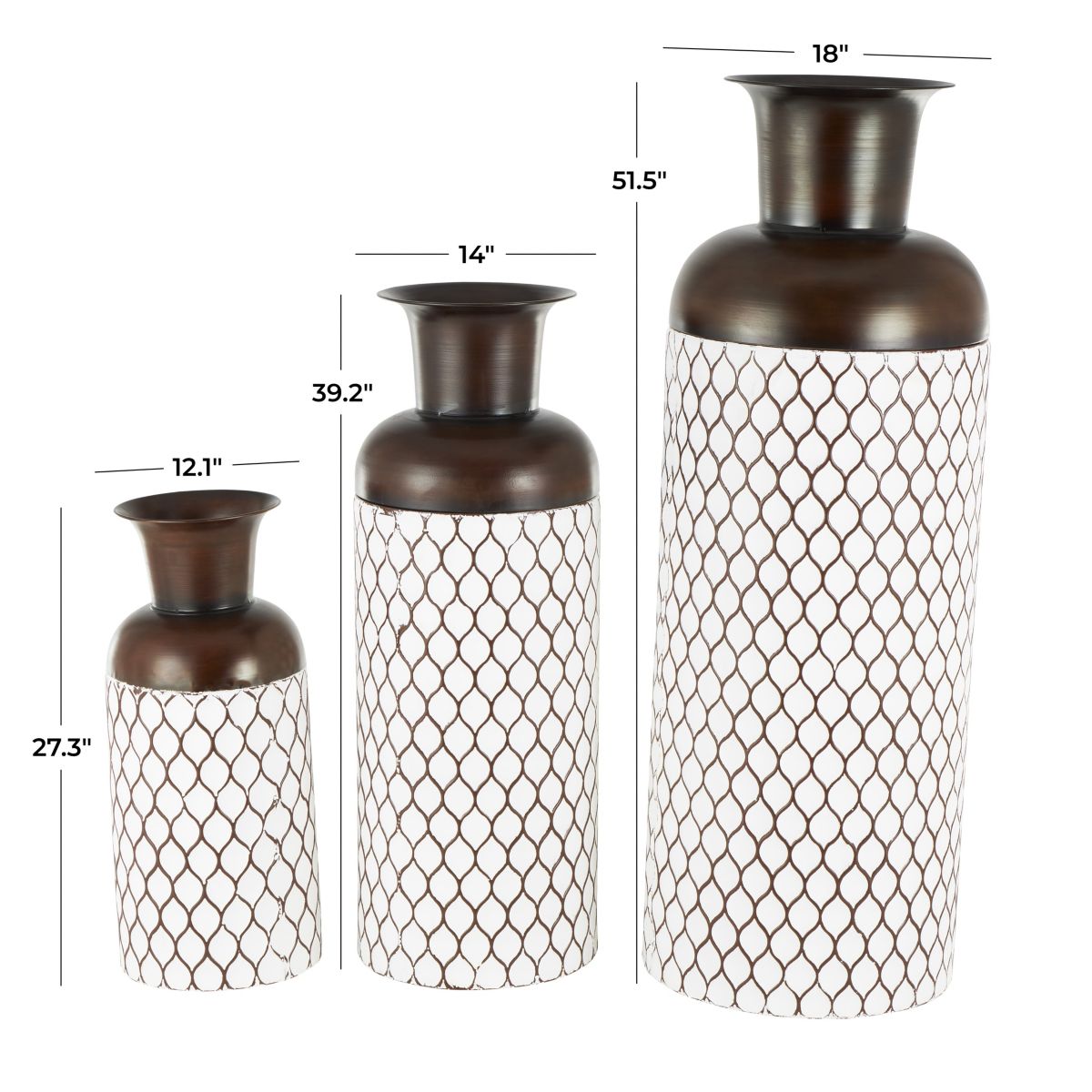Monroe Lane Farmhouse Metal Vase - Set of 3 | Belk