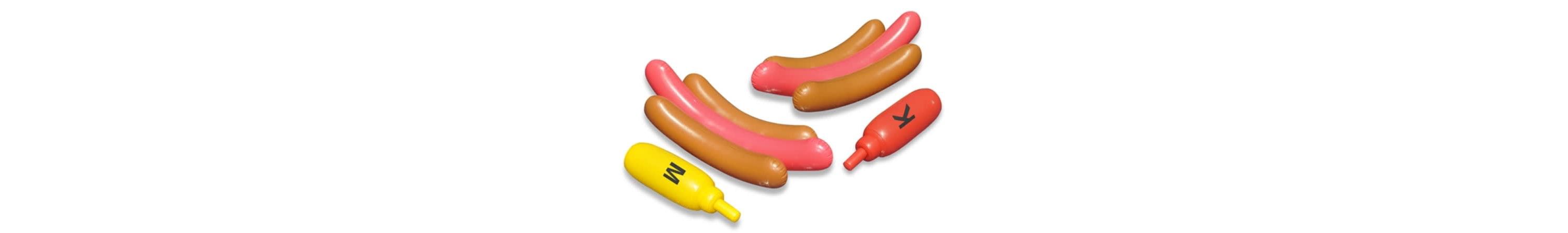 Swim Central Set of 2 Inflatable Hot Dog Ride On Swimming Pool Battle ...
