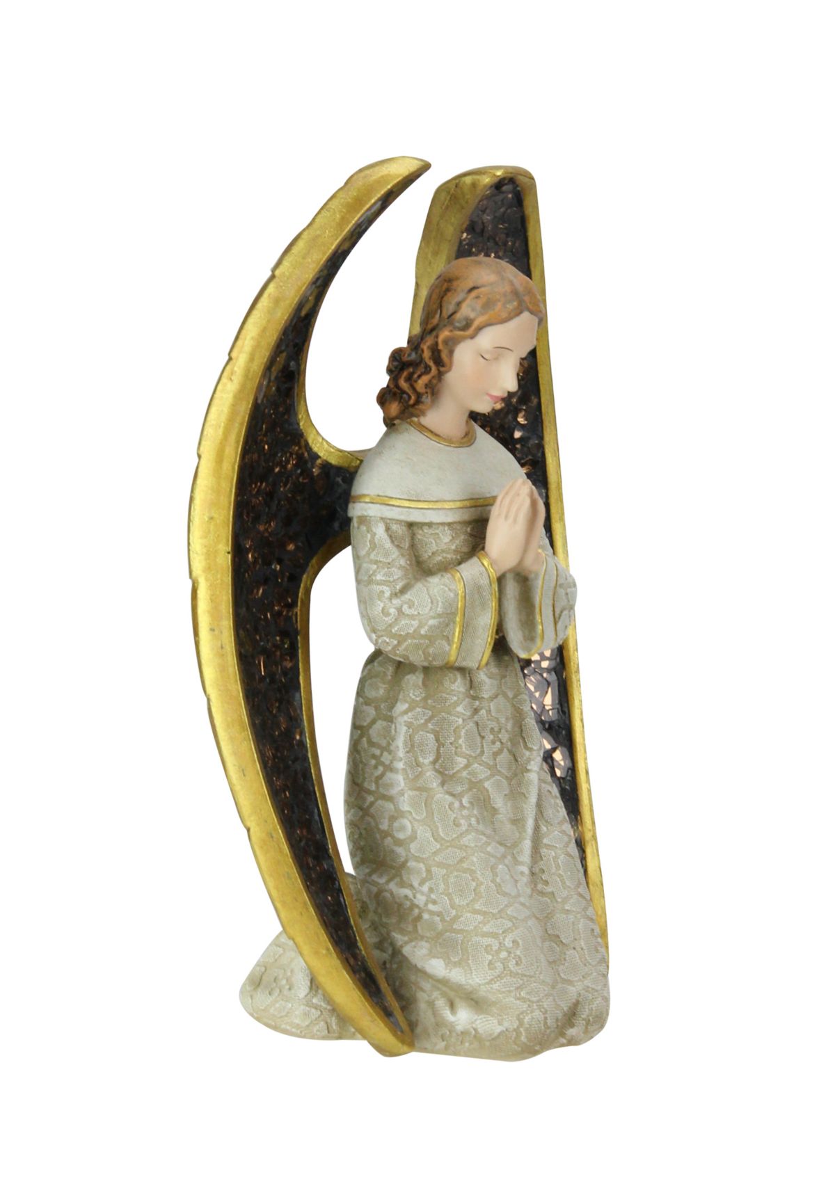 Roman 8" Gold and Gray Praying Angel with Mosaic Wings Tabletop ...