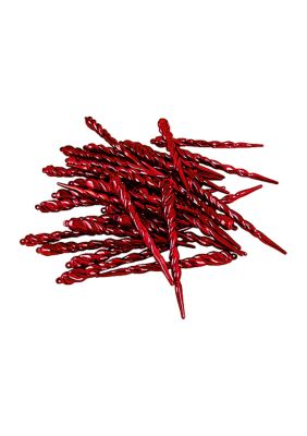 Northlight 36ct Shiny Red Shatterproof Icicle Christmas Ornaments 5Inch ...