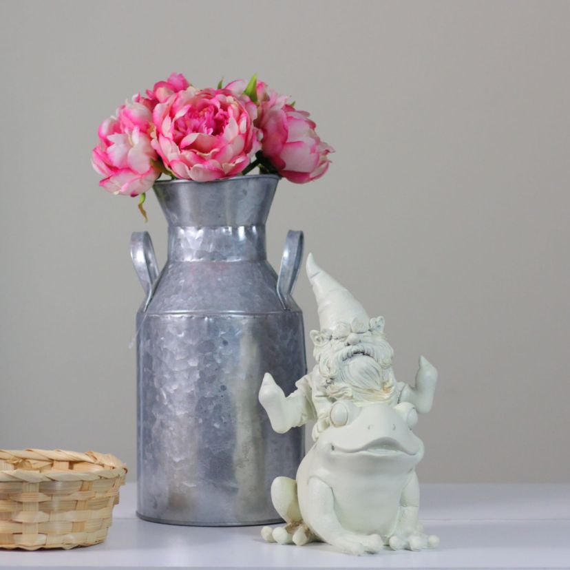 Northlight 9.5" Gnome Leaping Over a Frog Outdoor Garden Statue | Belk