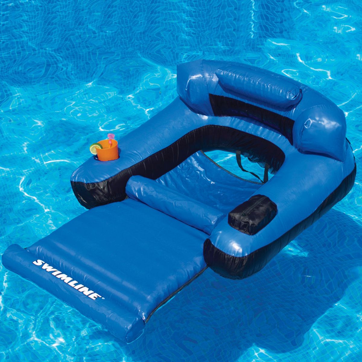 Swim Central 55" Inflatable Blue and Black Ultimate Floating Swimming ...