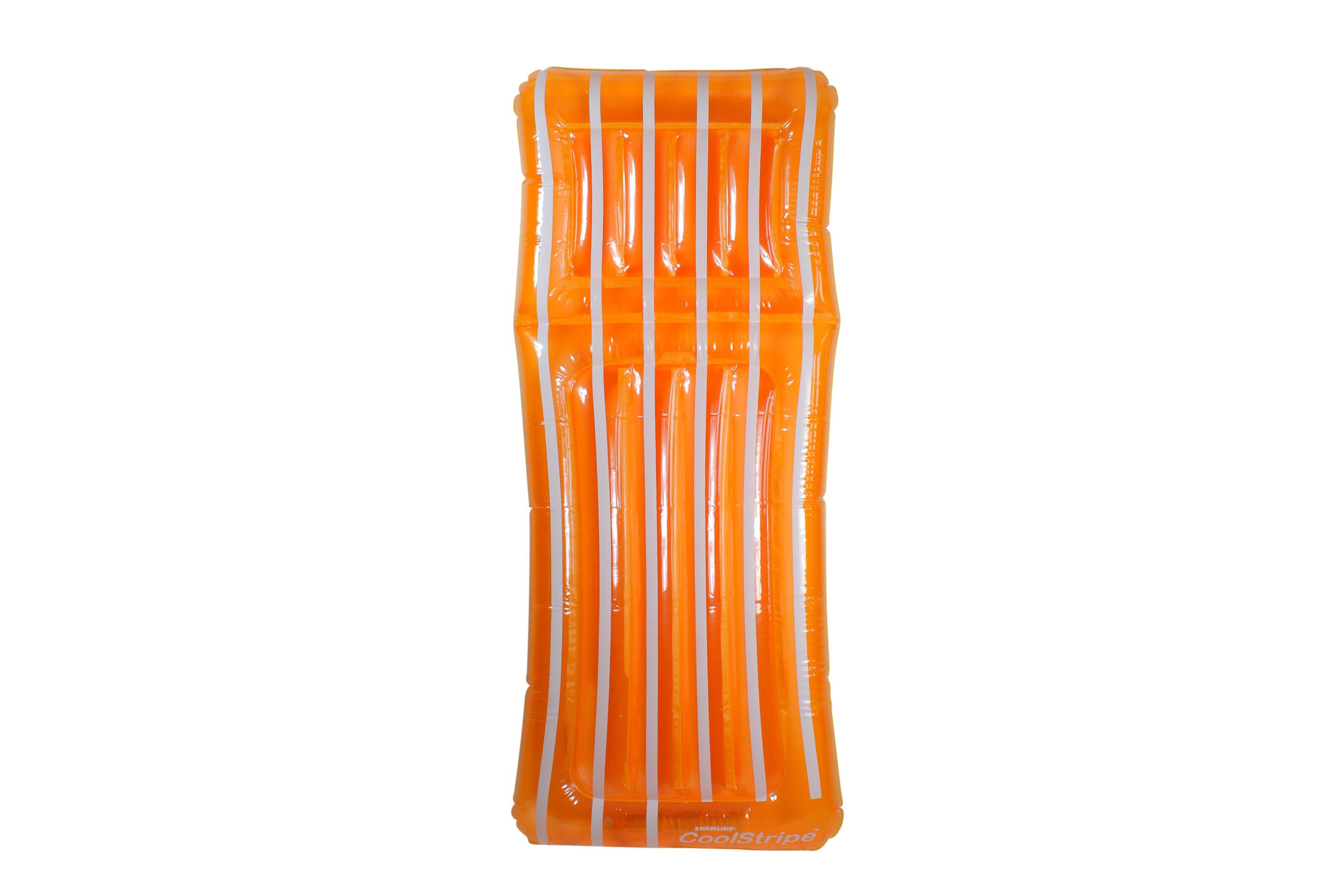 Swim Central 72" Inflatable Orange and White Transparent Cool Stripe ...