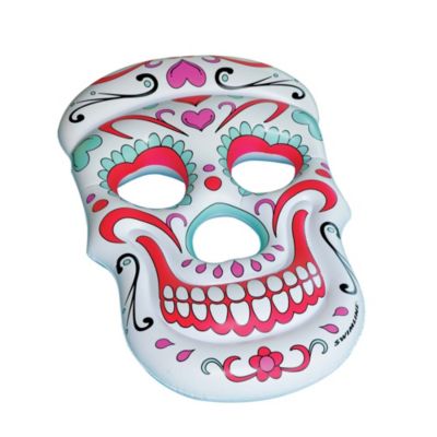 Swim Central Inflatable White and Pink Sugar Skull Swimming Pool Float ...
