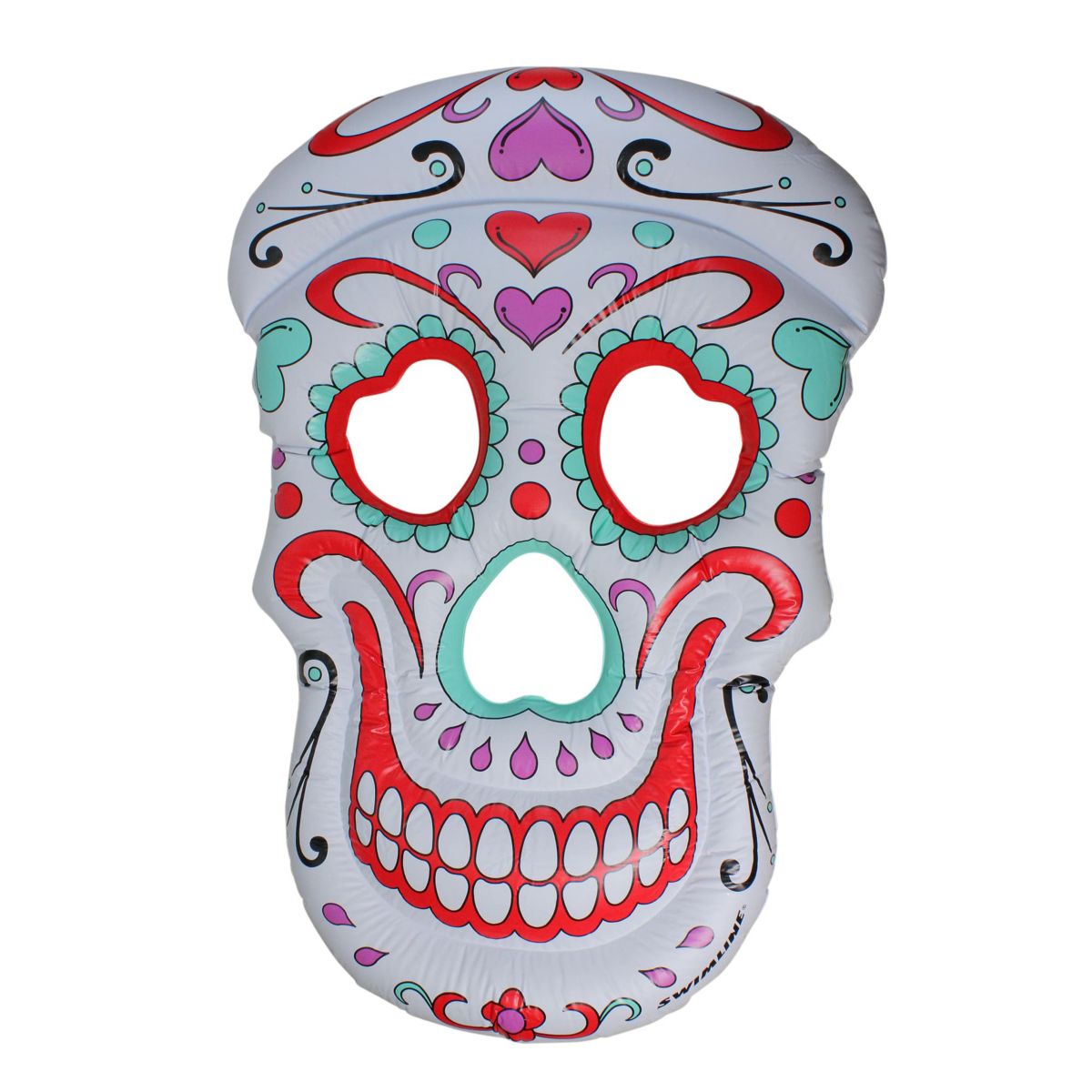 Swim Central Inflatable White and Pink Sugar Skull Swimming Pool Float ...