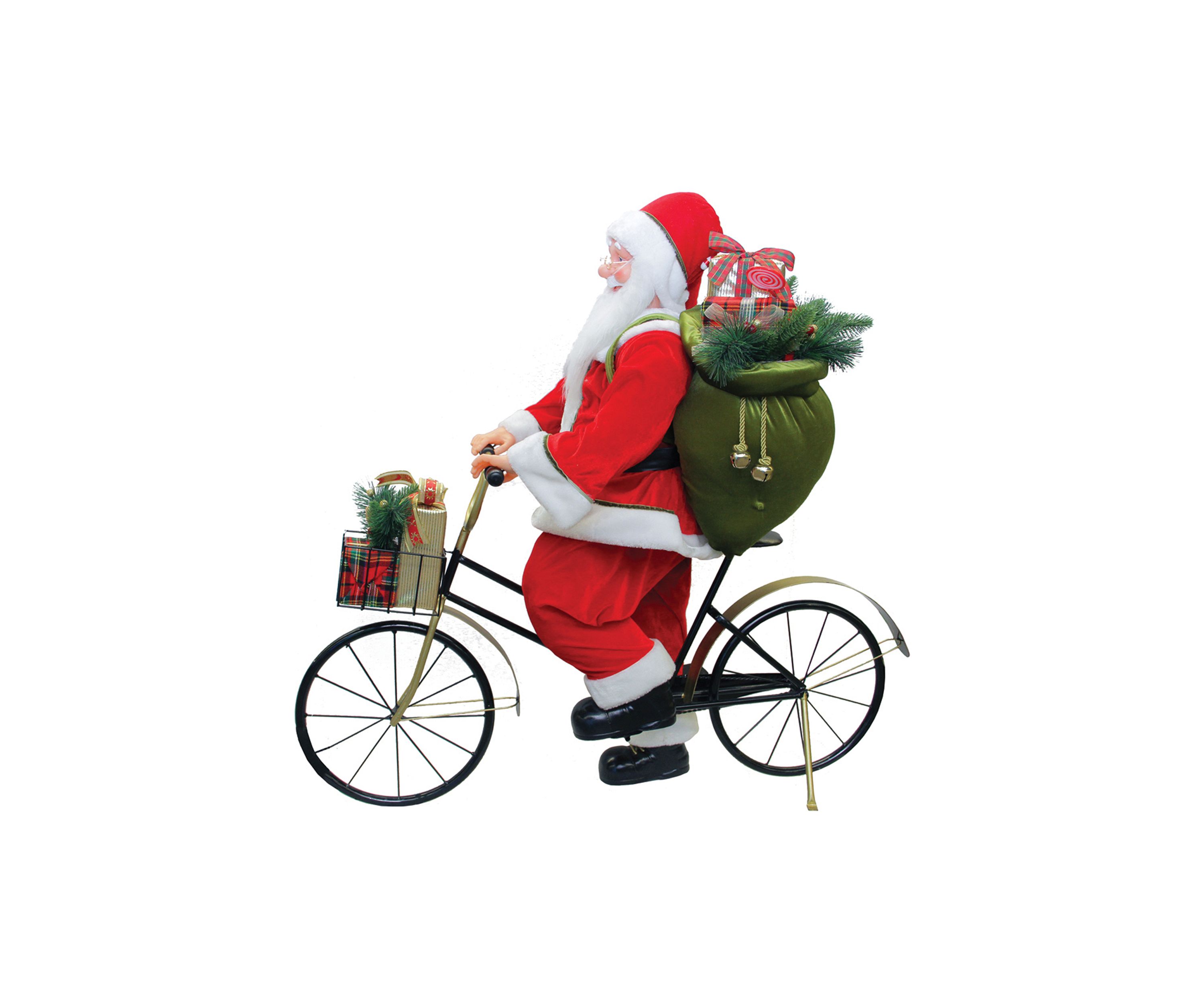 Northlight 42Inch Traditional Santa Claus Riding a Bicycle Commercial ...
