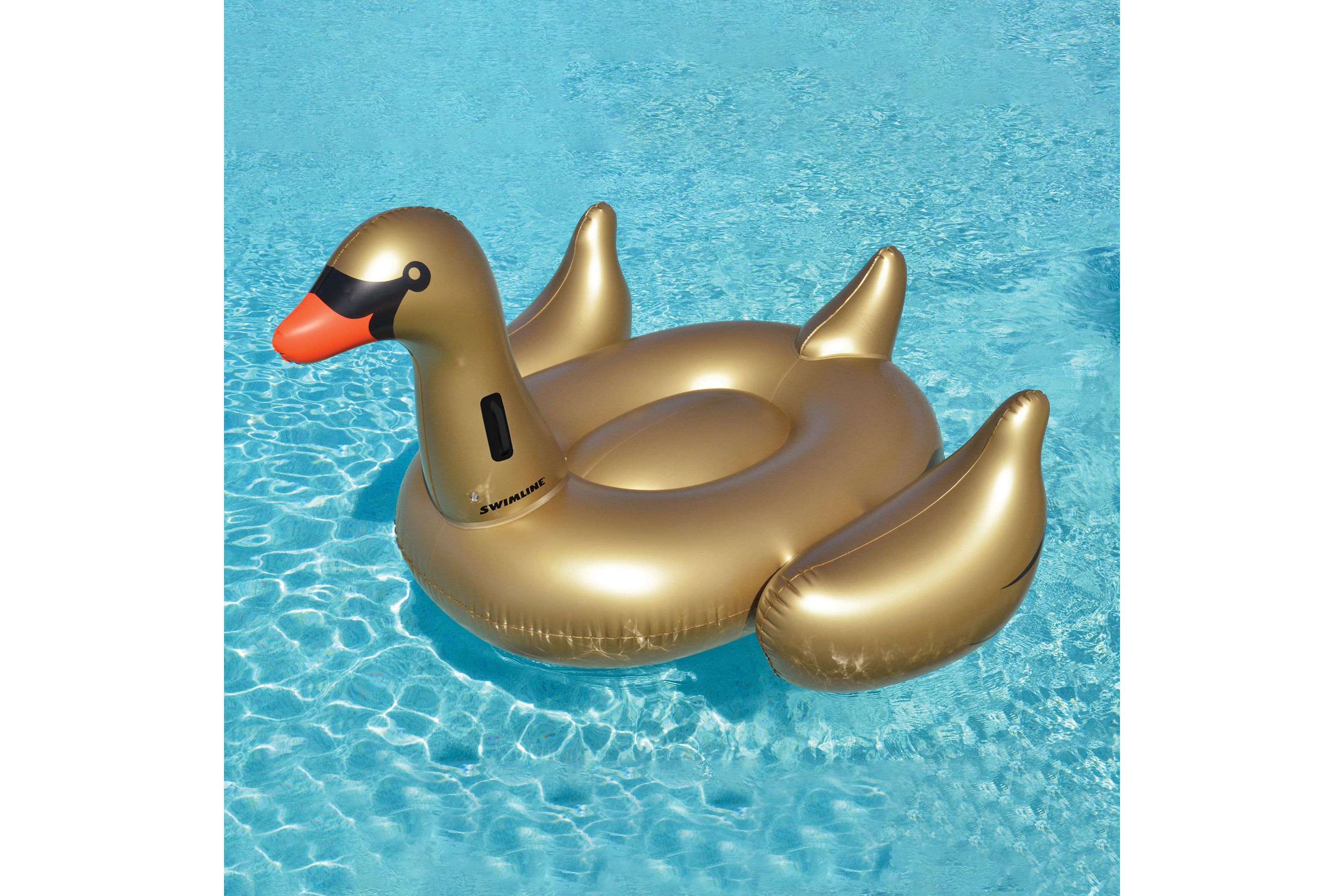 Swim Central Inflatable Gold Giant Swan Swimming Pool Ride-On Float 75 ...