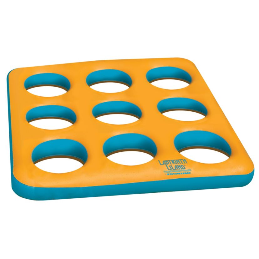 Swim Central 80" Yellow and Blue Inflatable Circular Pattern Island ...
