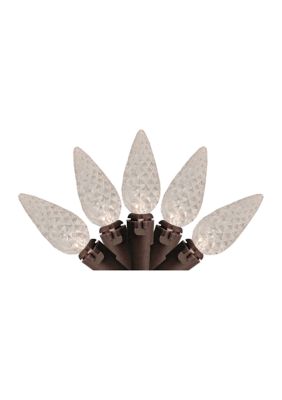 Northlight 70 Warm White LED Faceted C6 Christmas Lights - 23 ft Brown ...