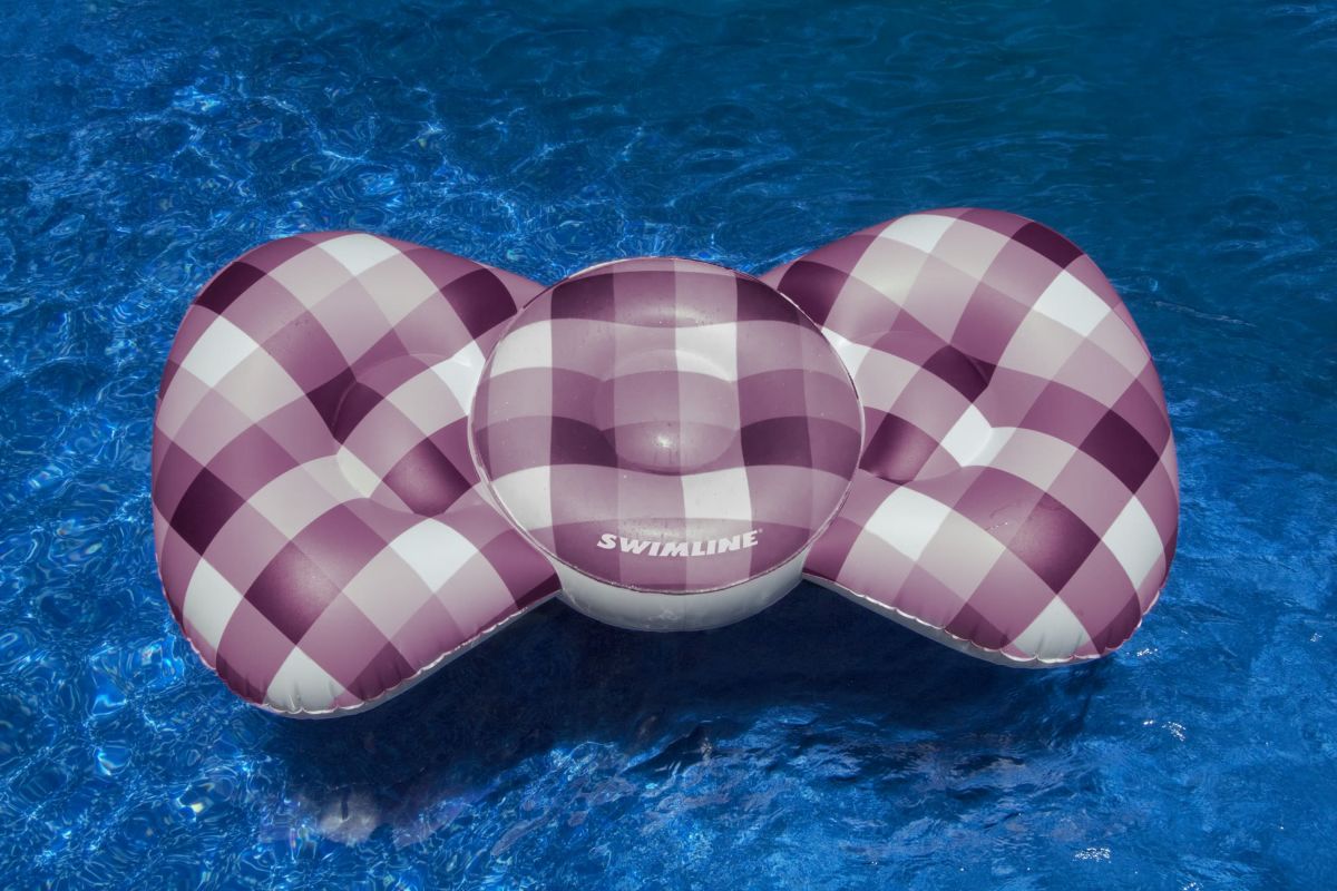 Swim Central Inflatable Purple and White Checkered Bow Tie Lounge ...