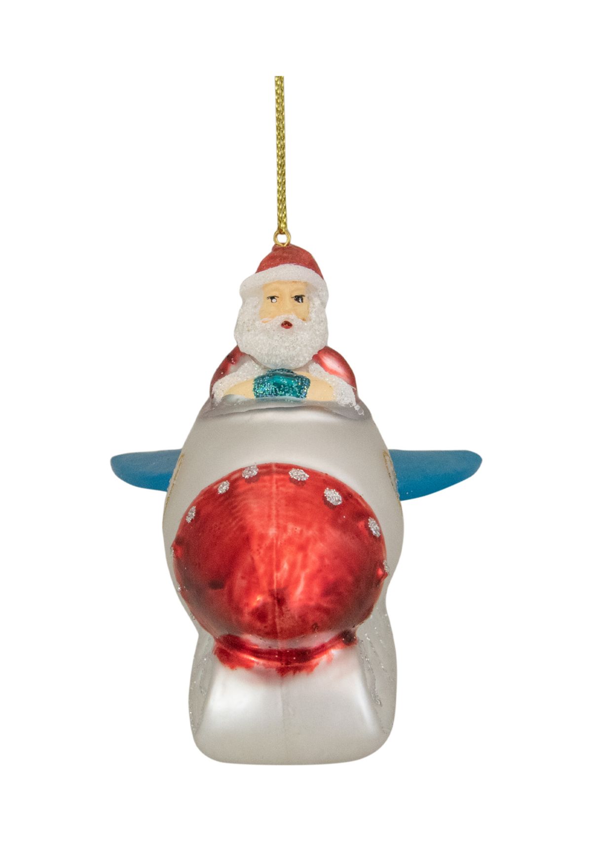 Northlight 4.5Inch Santa in a Silver Rocket Ship Glass Christmas ...