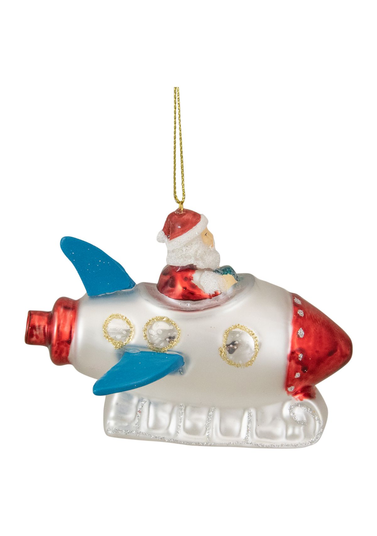 Northlight 4.5Inch Santa in a Silver Rocket Ship Glass Christmas ...