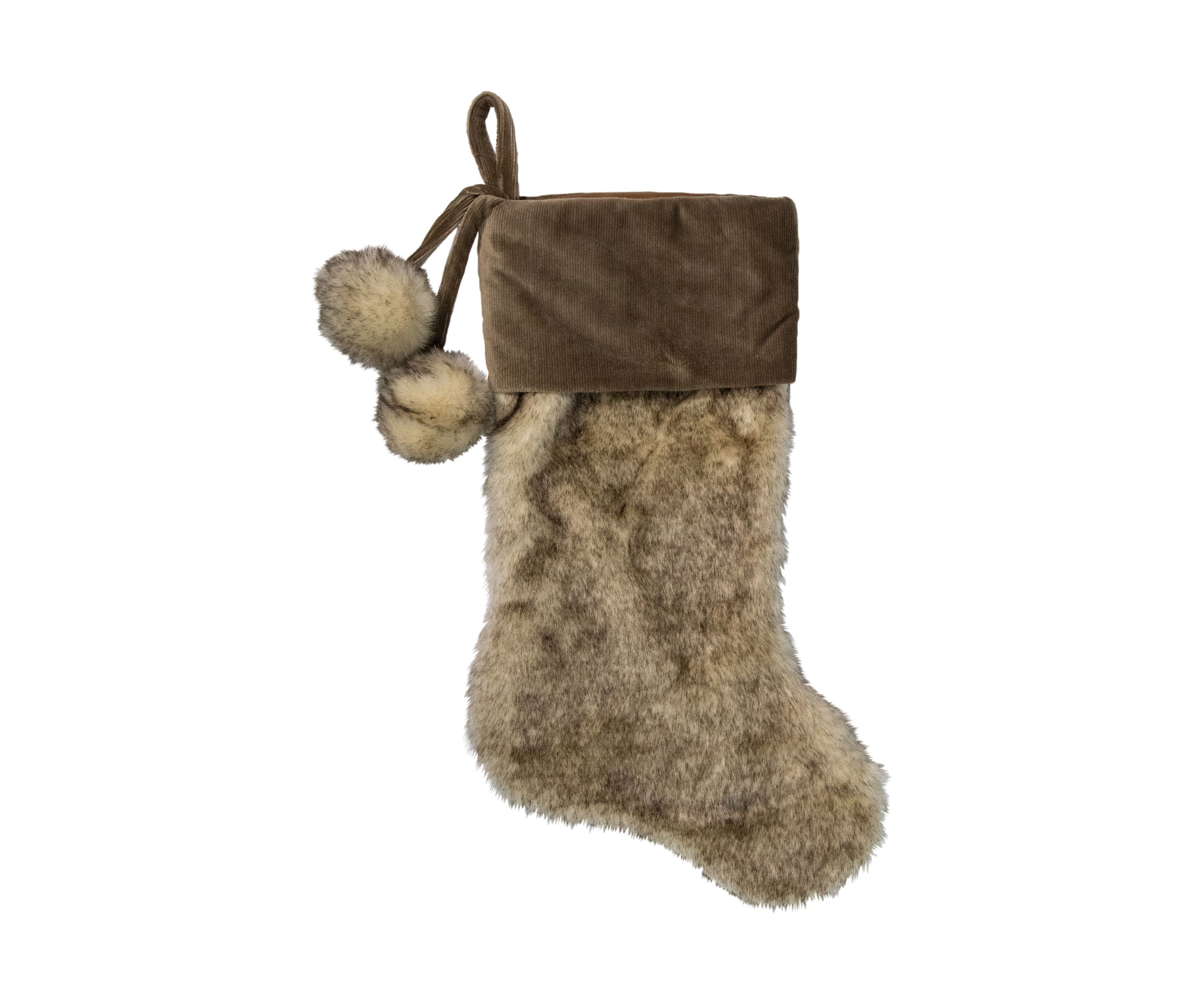 Northlight 20.5-Inch Brown Christmas Stocking with Corduroy Cuff and ...