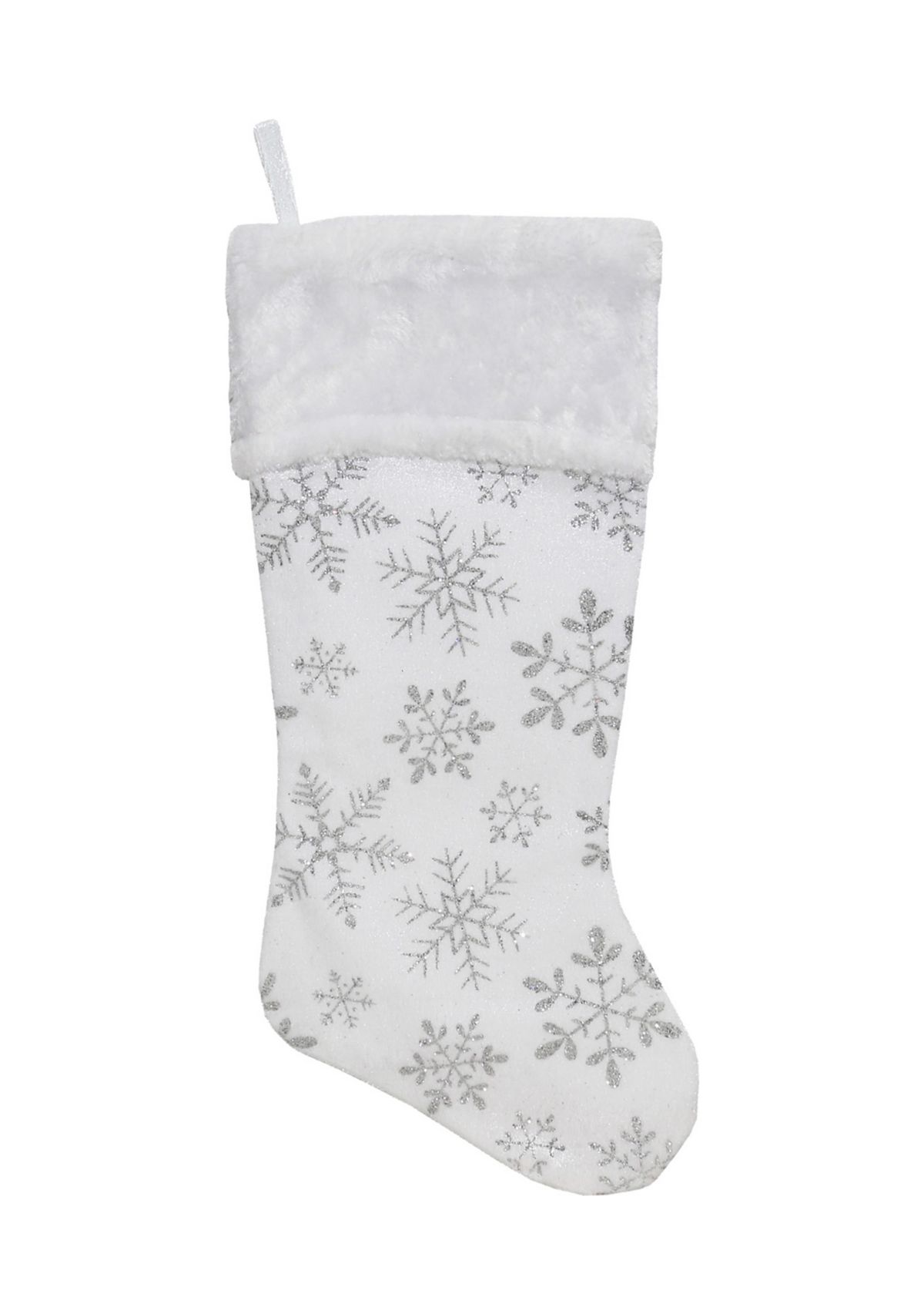 Northlight 20Inch White and Silver Snowflakes Christmas Stocking | Belk