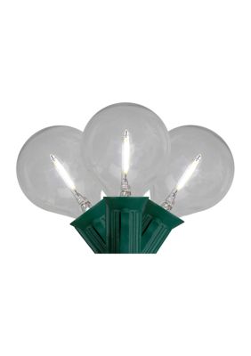Northlight 10ct Pure White LED G50 Globe Christmas Light Set 10ft Green ...