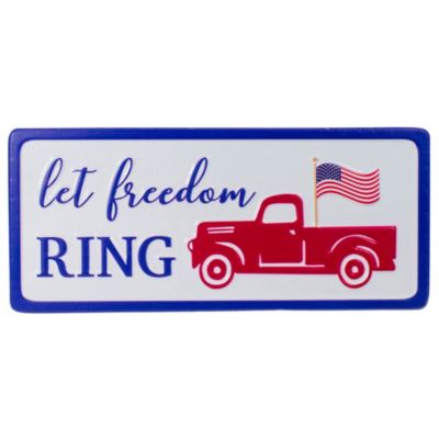 Northlight 12" Metal Patriotic "Let Freedom RING" Sign with a Flag Wall ...