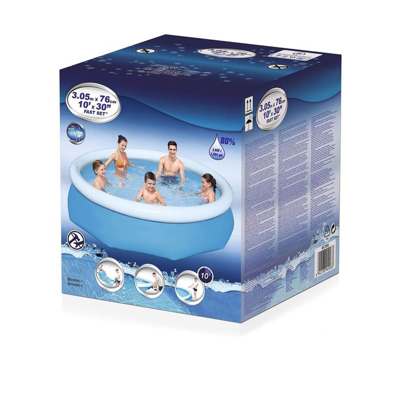 Pool Central 10ft Round Inflatable Easy Set Kids Swimming Pool with ...