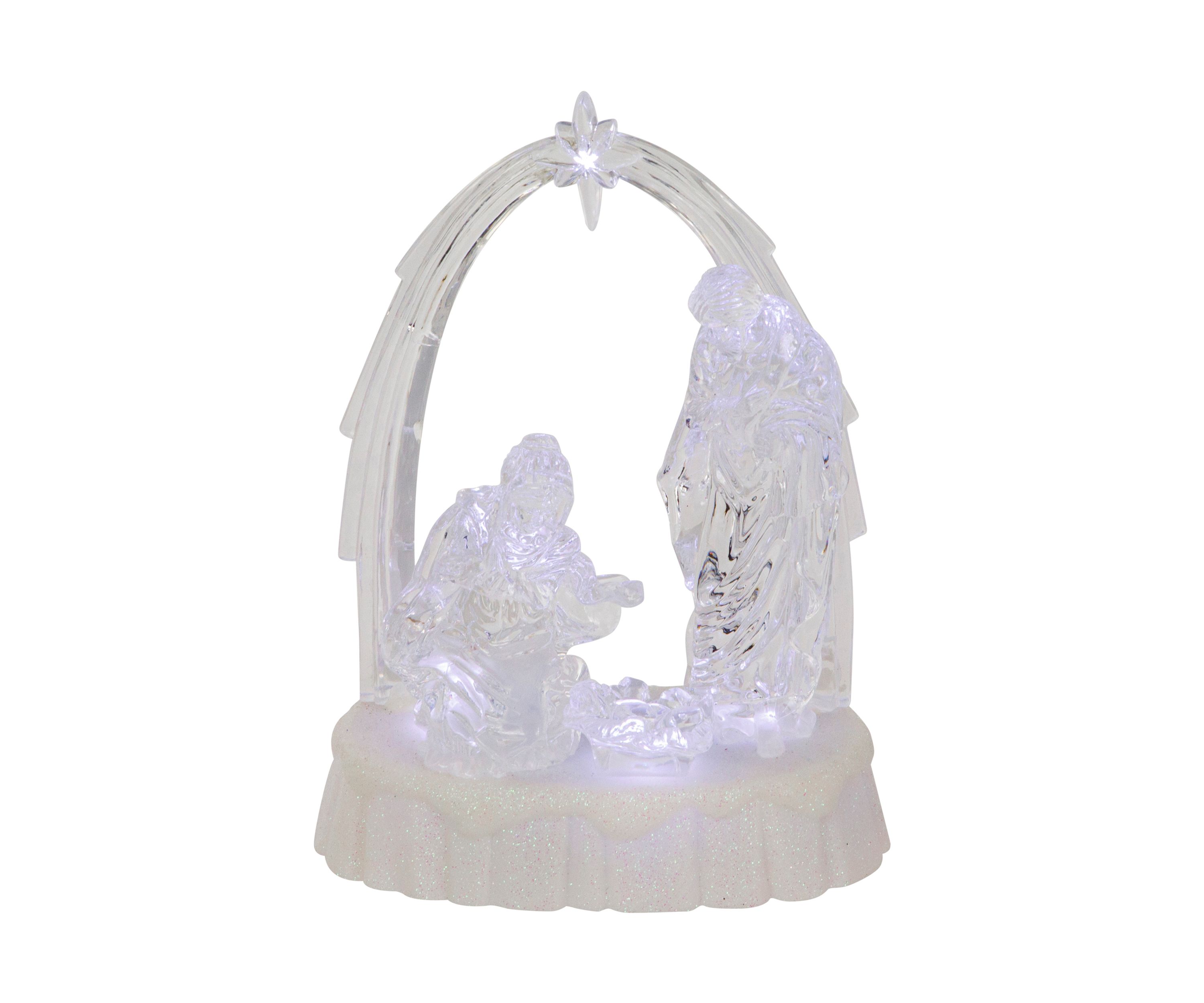 Northlight 7Inch LED Lighted Musical Icy Crystal Nativity Scene ...