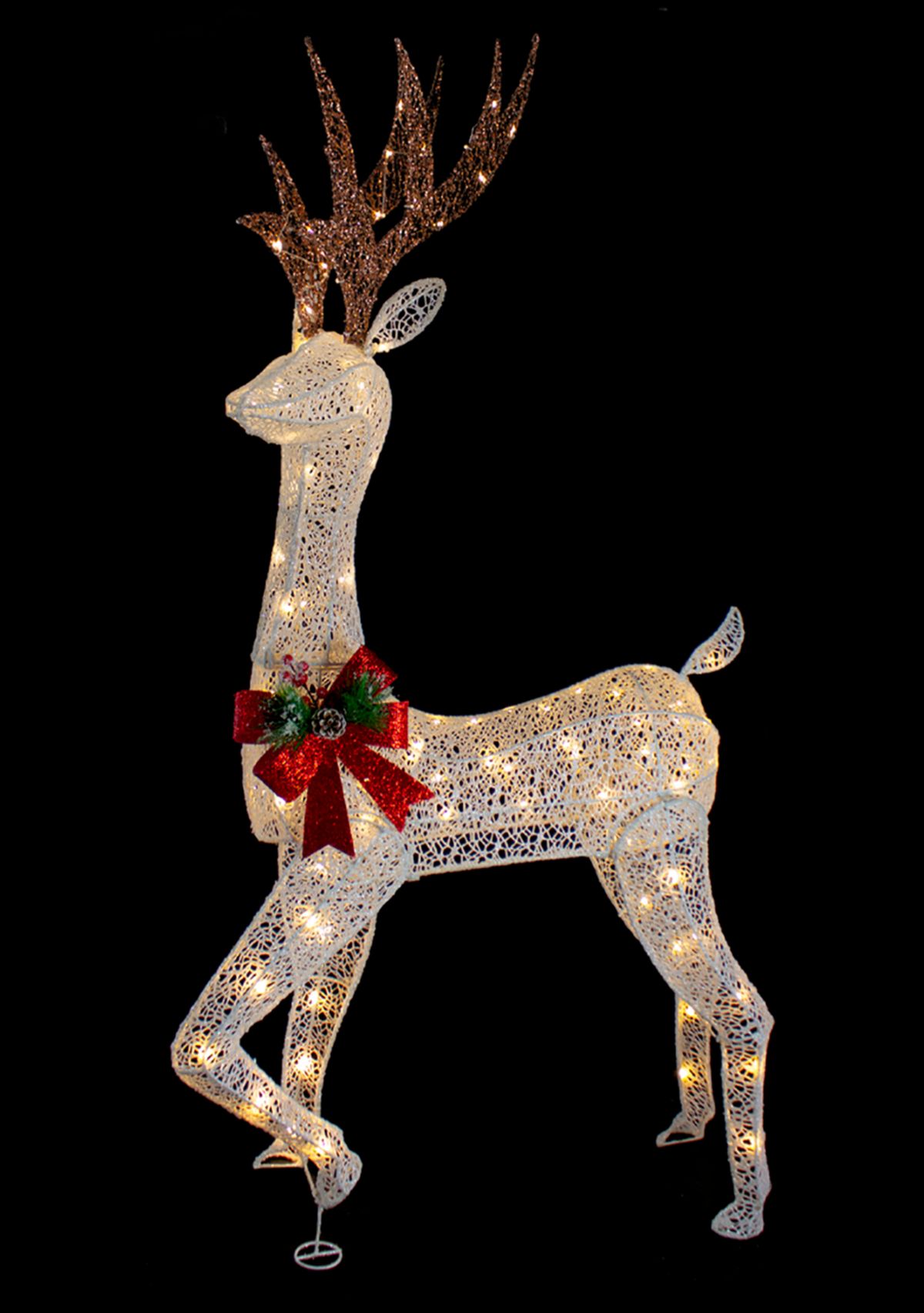 Northlight 60Inch LED Lighted Glitter Reindeer with Red Bow Outdoor ...
