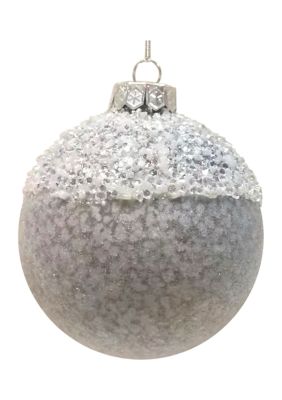 Northlight 4Inch Silver Glass Ball With Beads and Glitter Christmas ...