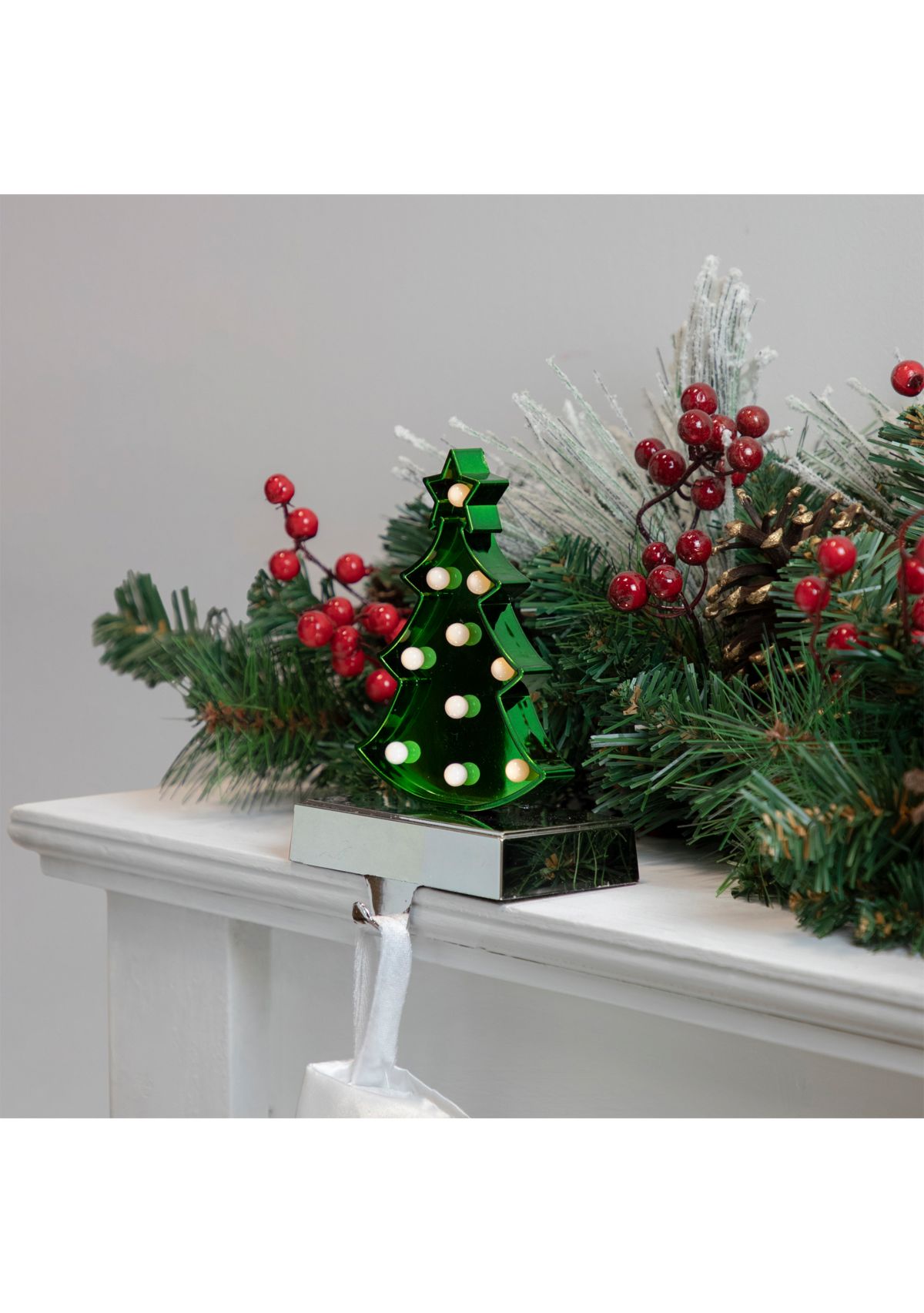 Northlight Shiny Green LED Lighted Christmas Tree Stocking Holder 7Inch ...