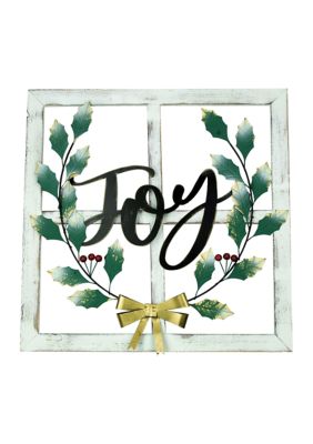 Northlight 23.75Inch Joy Window Frame with Holly Christmas Wall Sign | belk