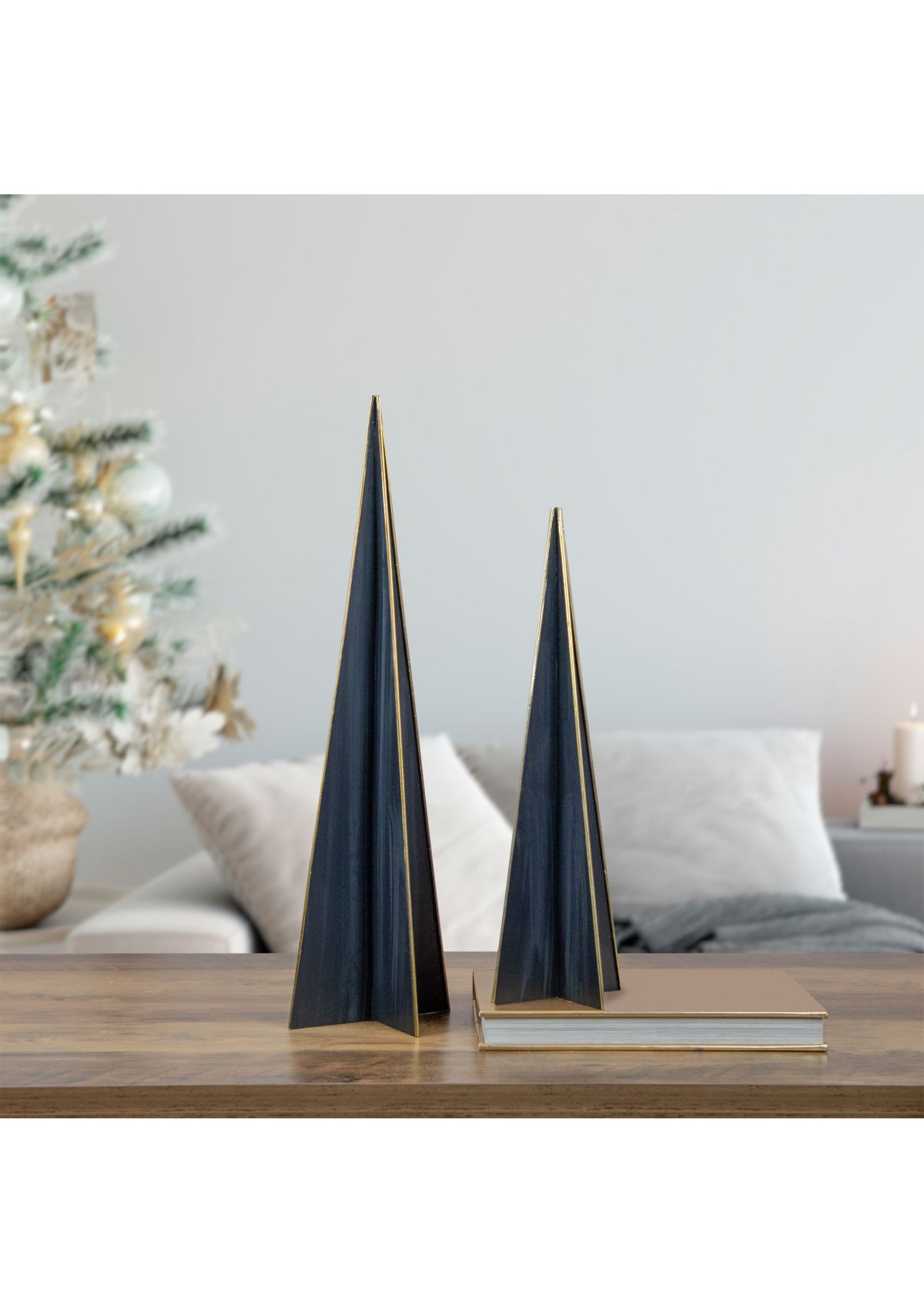 Northlight 15Inch Blue and Gold Triangular Christmas Tree Tabletop ...