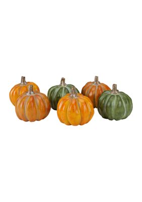 Gordon Companies Set of 6 Boxed Orange and Green Pumpkin Thanksgiving ...