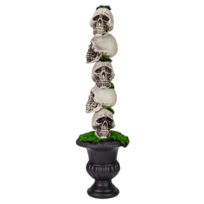 Northlight 16" Skull Tower Topiary in Urn Halloween Decoration | belk