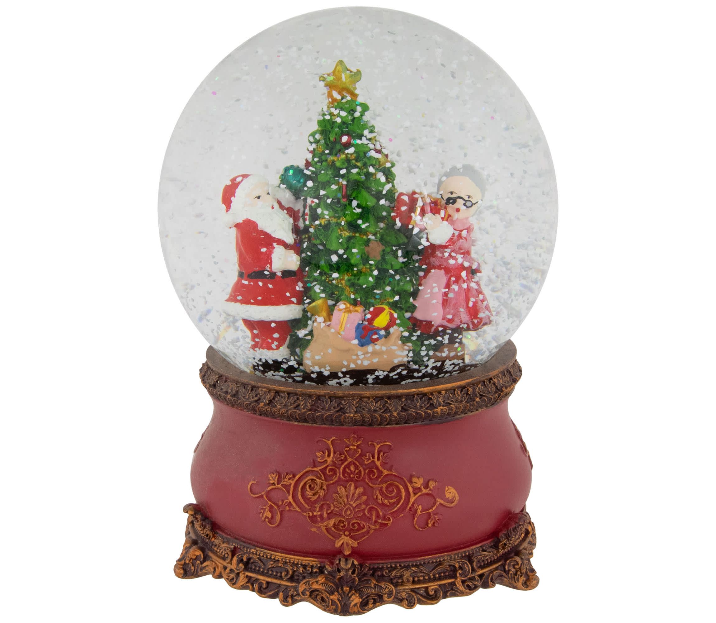 Northlight Santa and Mrs. Claus Decorating Christmas Tree Musical Snow ...