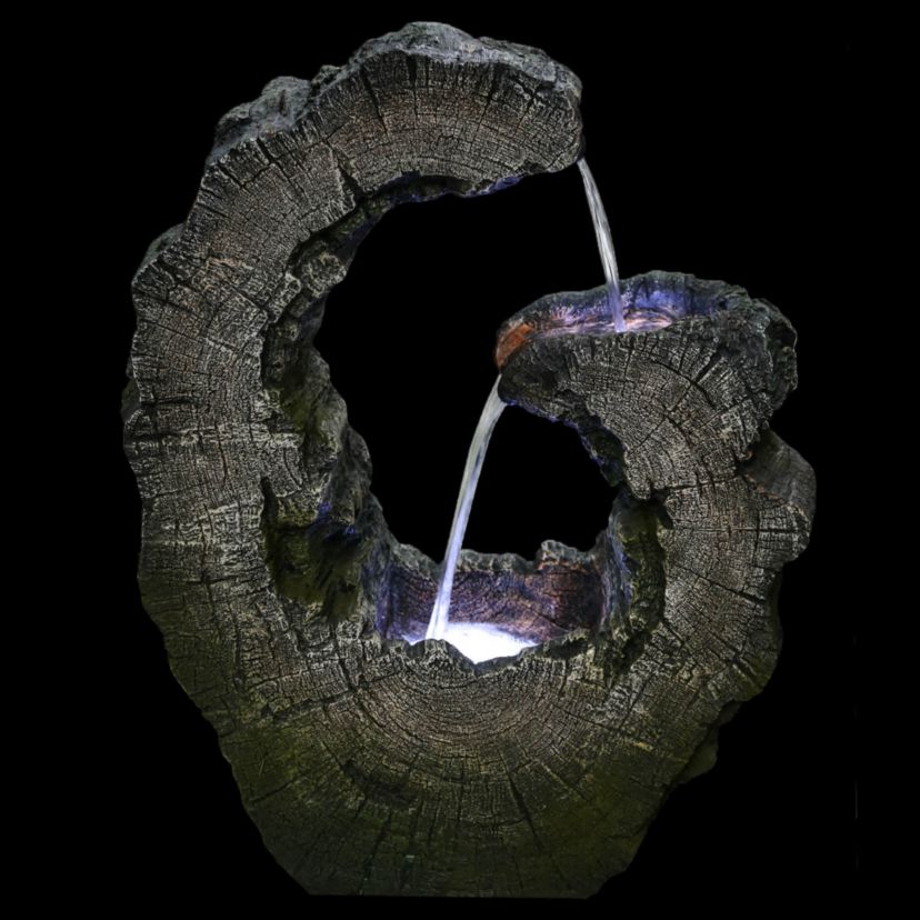 Northlight Lighted Tree Trunk Waterfall Outdoor Garden Water Fountain ...
