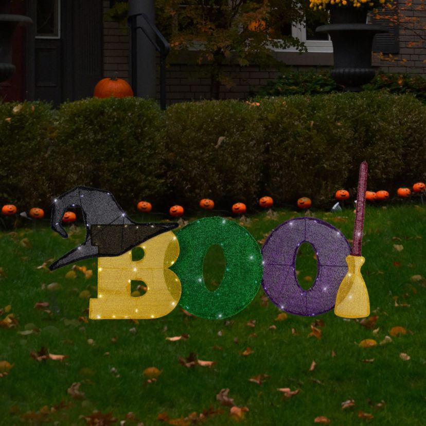 Northlight 50" LED Lighted Tinsel 'Boo' Outdoor Halloween Decoration | Belk