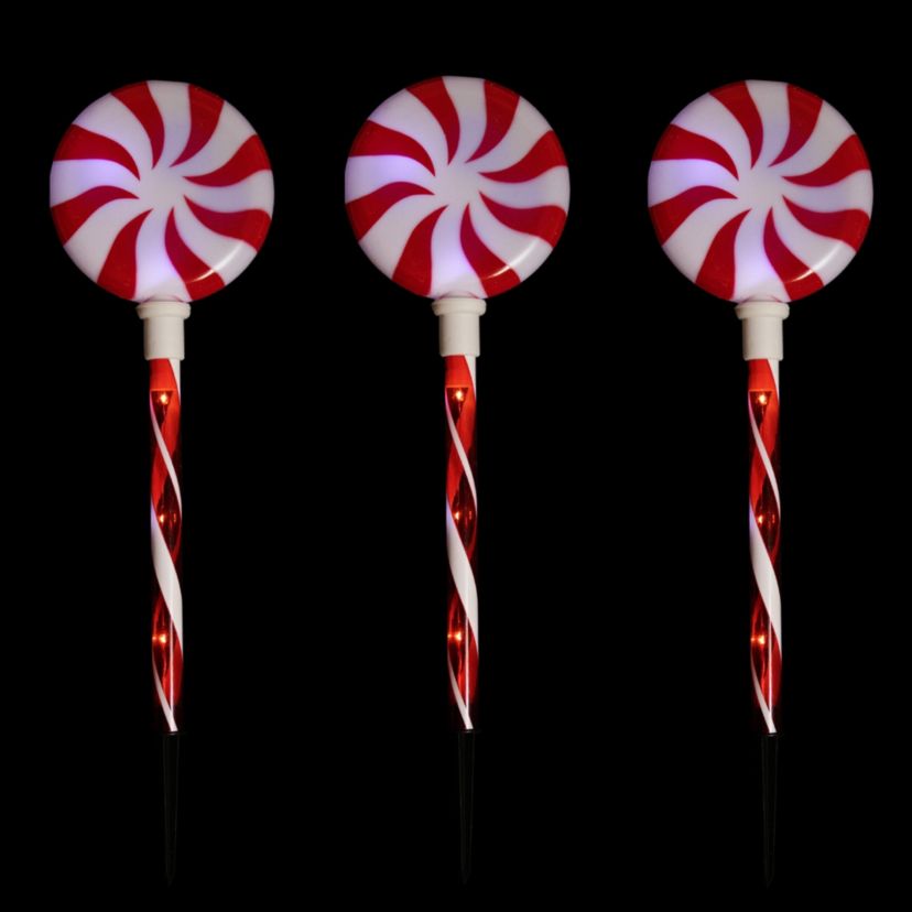 Northlight Set of 3 Lighted LED Peppermint Candy Christmas Pathway ...