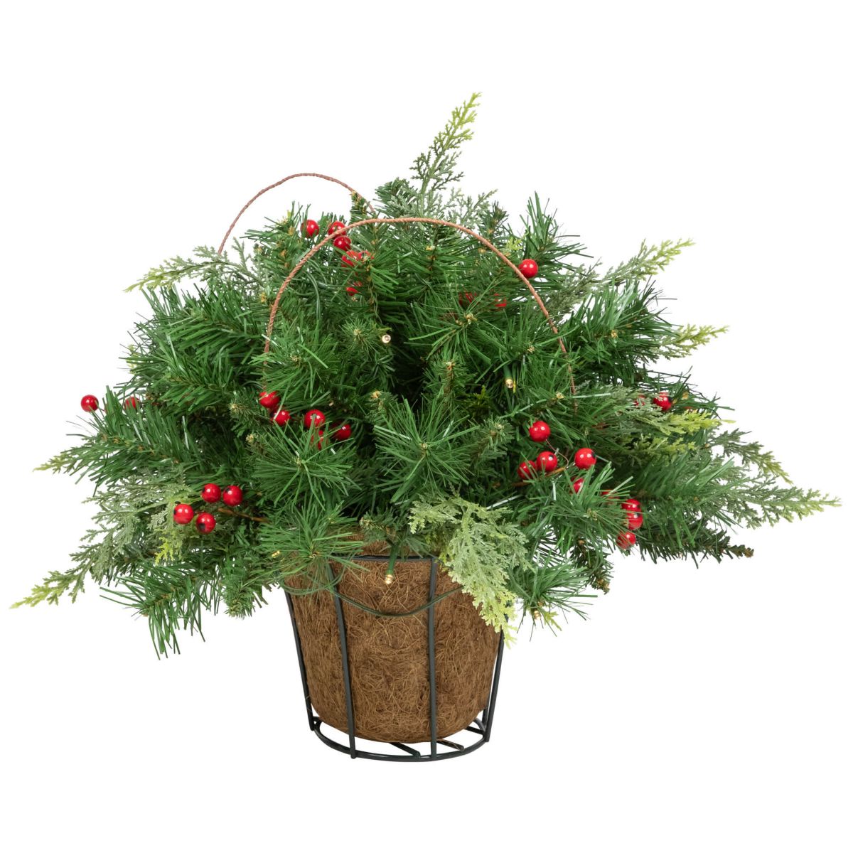 Northlight LED Lighted Red Berries and Mixed Pine Hanging Christmas ...