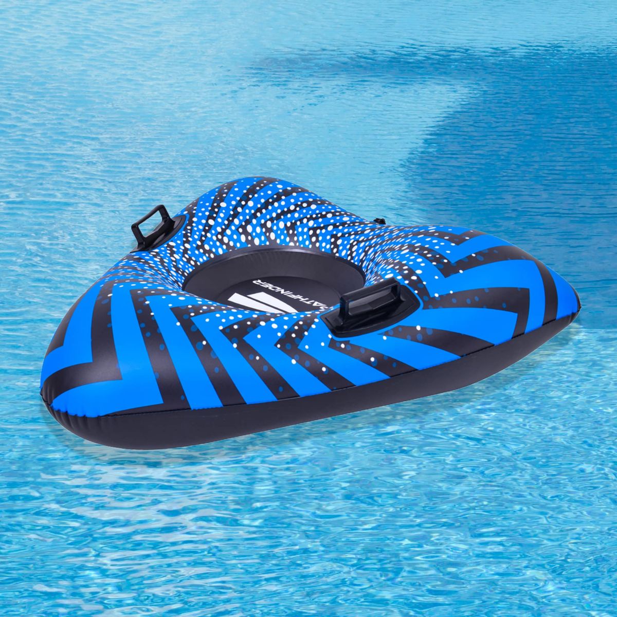 Pool Central 39" Inflatable Black and Blue Ride-On Pool Float or Snow ...