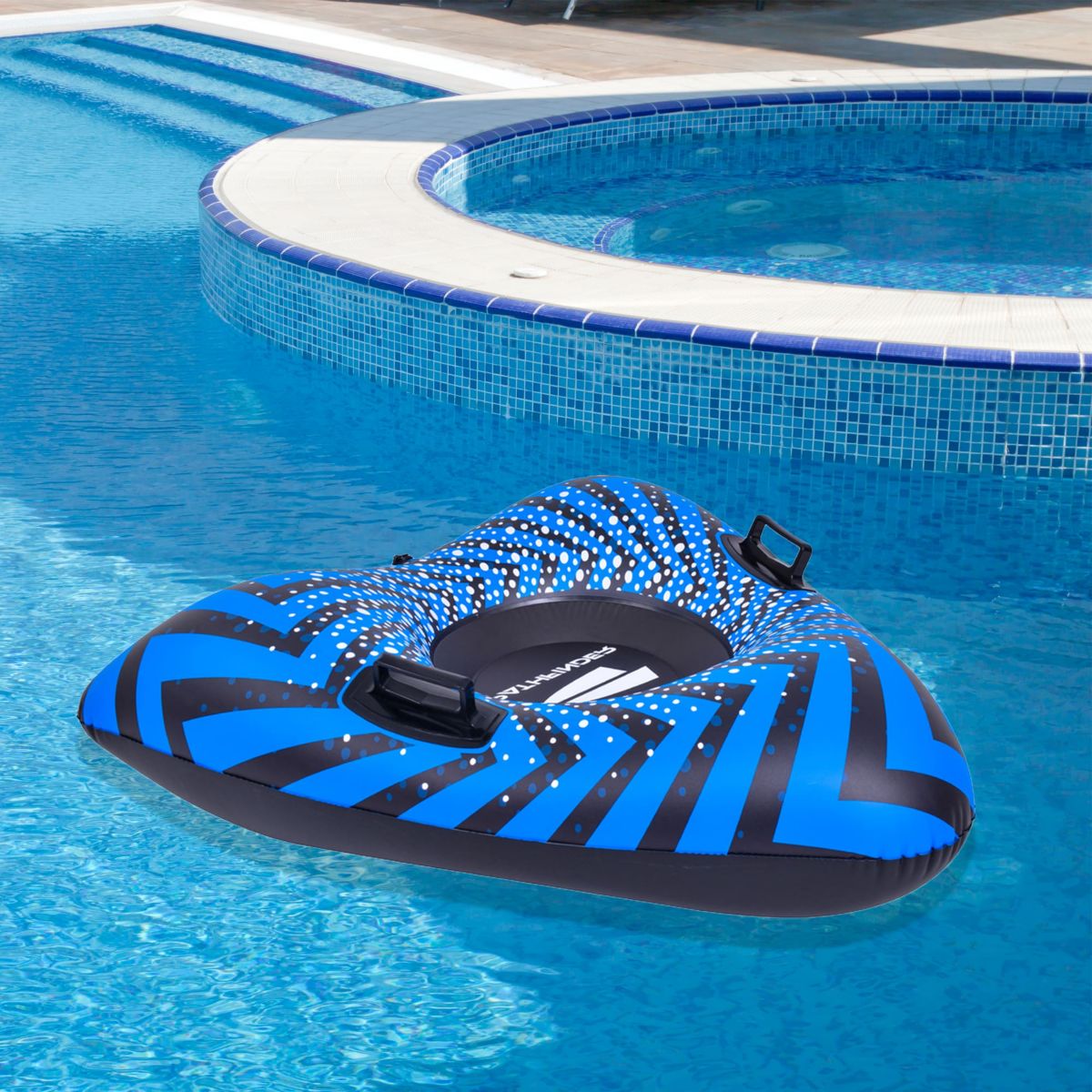 Pool Central 39" Inflatable Black and Blue Ride-On Pool Float or Snow ...