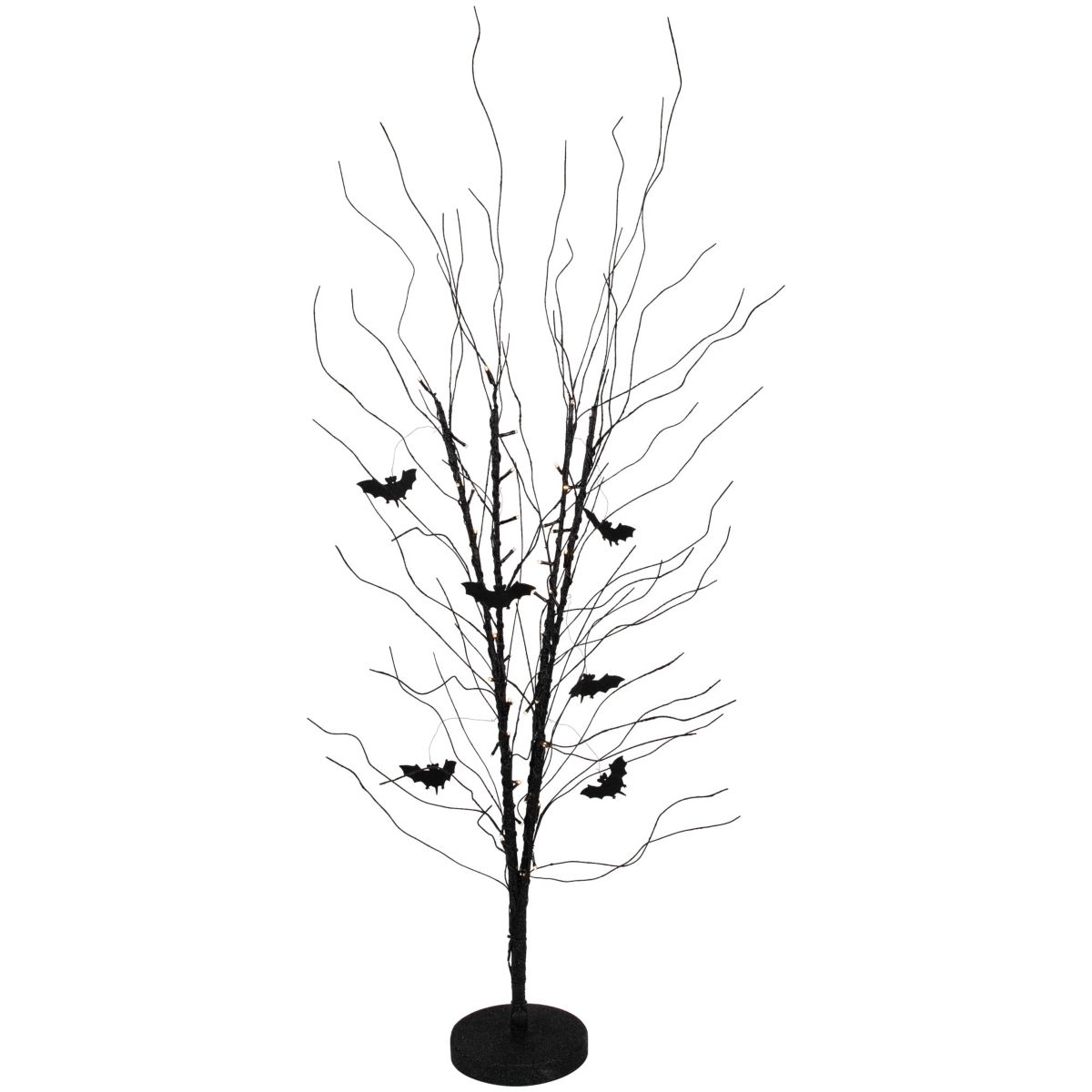 Northlight 50" LED Lighted Black Halloween Branch Tree with Bats Warm ...