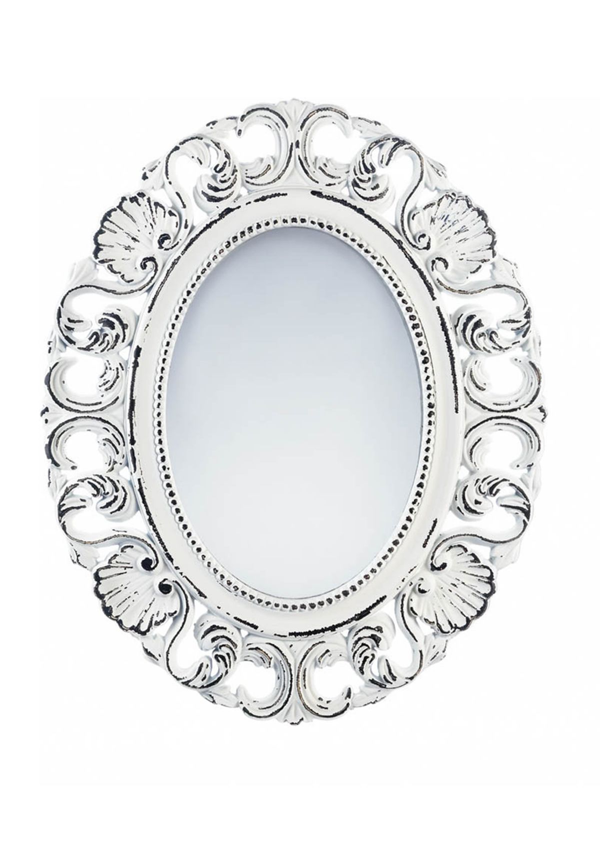 Zingz & Thingz Off-White Distressed Scallop Wall Mirror | Belk